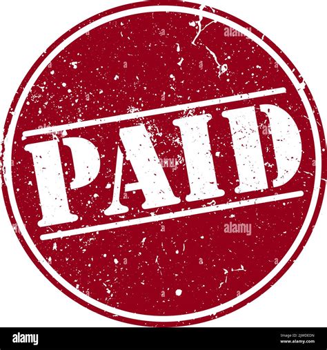 Round Red Grungy PAID Rubber Stamp Isolated On White Vector