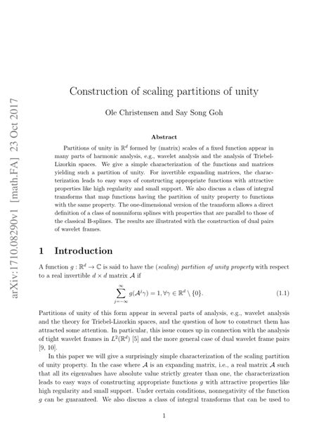 pdf construction of scaling partitions of unity