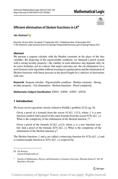 efficient elimination of skolem functions in text {lk} text {h} request pdf