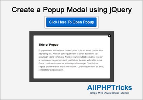how to create a modal using jquery for multiple use c