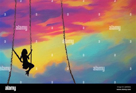 Ilustración de arte de fantasía de la niña montando en la silueta del