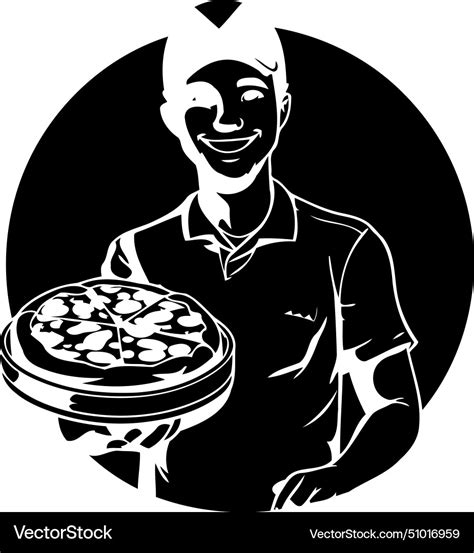 Pizza Delivery Man Holding In Cartoon Style Vector Image