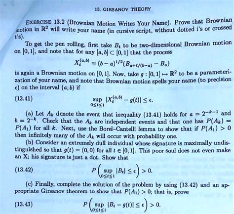 solved girsanov theory exercise 13 2 brownian motion writes your name prove that brownian