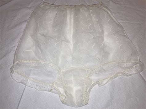 vtg 50s size l nylon sheer ivory panty mushroom gusset granny sissy ebay