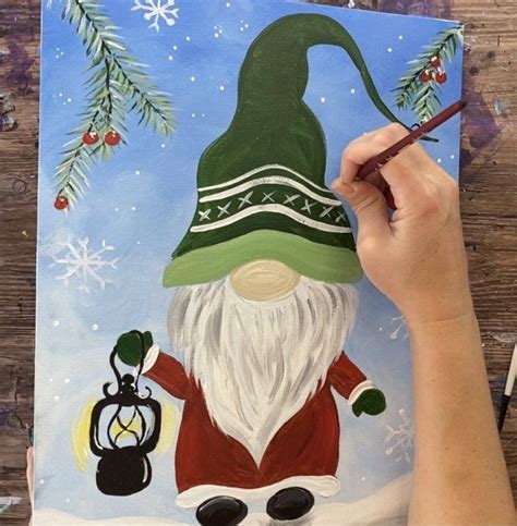How To Paint A Winter Gnome Painting Diy Canvas Art Watercolor
