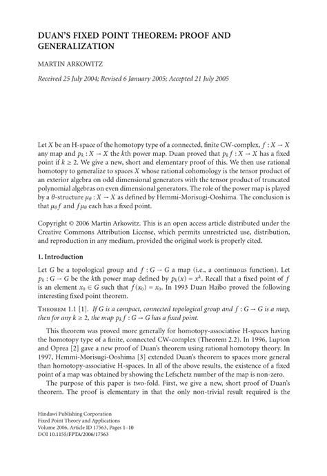 pdf duan s fixed point theorem proof and generalization