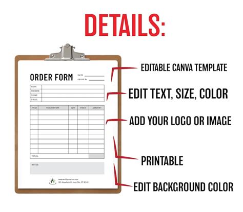 Order Form Editable Crafters Order Form Template Etsy Shop Craft