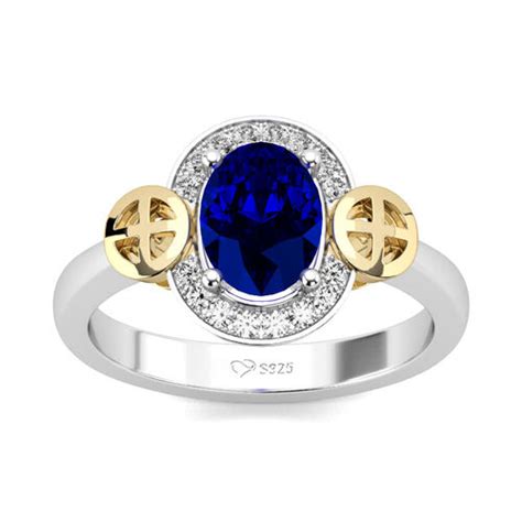 Jeulia Anillo De Plata Esterlina Con Halo Ovalado De Dos Tonos Jeulia