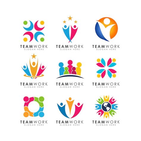 Vector de diseño de logotipo de trabajo en equipo Vector Premium