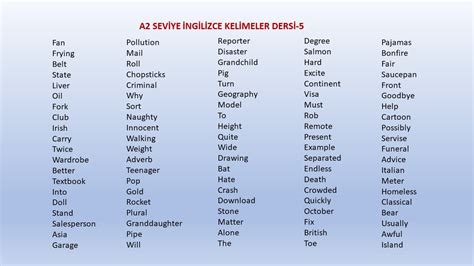 A2 Seviye İngilizce kelime dersi 400 500 En çok kullanılan İngilizce