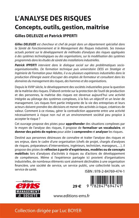 L ANALYSE DES RISQUES EMS ÉDITIONS