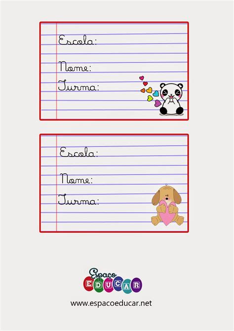 Etiquetas prontas para você imprimir e utilizar em cadernos ou outros