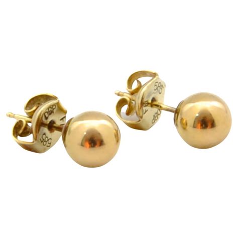 14 Karat Yellow Gold Ball Stud Earrings For Sale At 1stDibs Stud