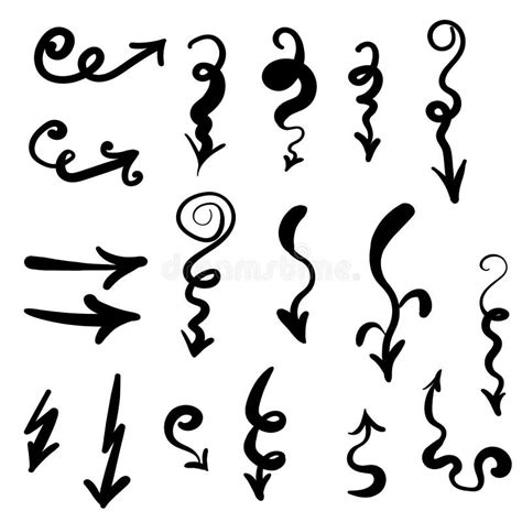 Arrows Set Hand Drawn Direction Indicator Elements Simple Doodle