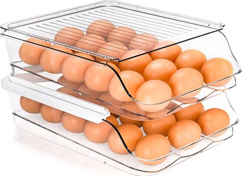 Utopia Kitchen Rolling Egg Container For Refrigerator With Lid Pack