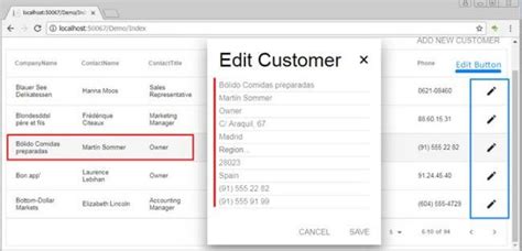 using gijgo grid with asp mvc