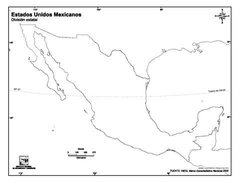 Mapa para imprimir de México Mapa mudo de México INEGI de México
