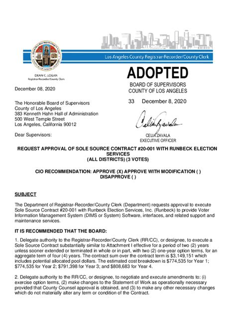 Fillable Online File Lacounty December 06 2022 The Honorable Board Of