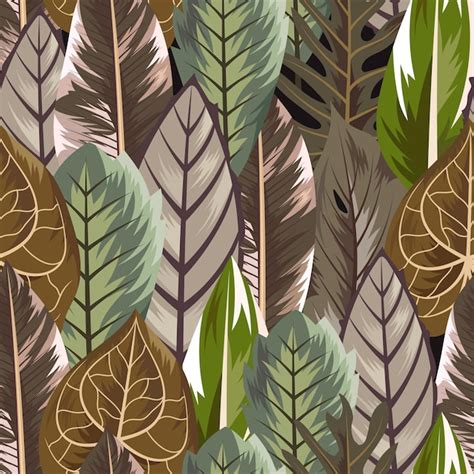 Modèle Sans Couture Avec De Belles Feuilles Tropicales Exotiques
