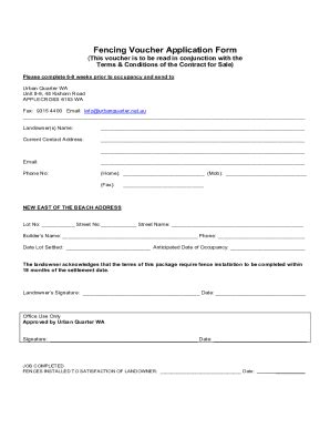 Fillable Online Fencing Voucher Application Form Bletchley Park Fax
