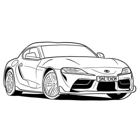 How To Draw A Toyota Gr Supra A Mk Sketchok Toyota Supra