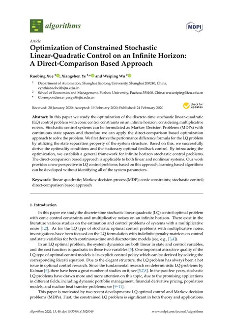 pdf optimization of constrained stochastic linear quadratic control on an infinite horizon a