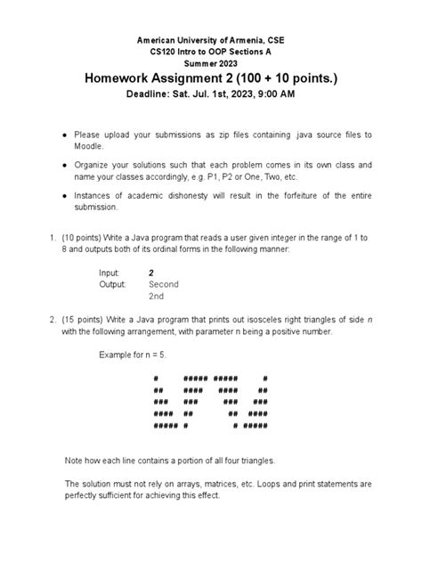 homework assignment 2 100 10 points deadline sat jul 1st