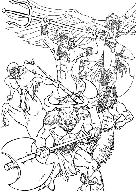 Medusa Coloring Pages Greek Gods Goddesses Printable Sheet Drawing
