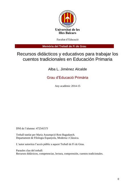 PDF Recursos didácticos y educativos para trabajar los cuentos
