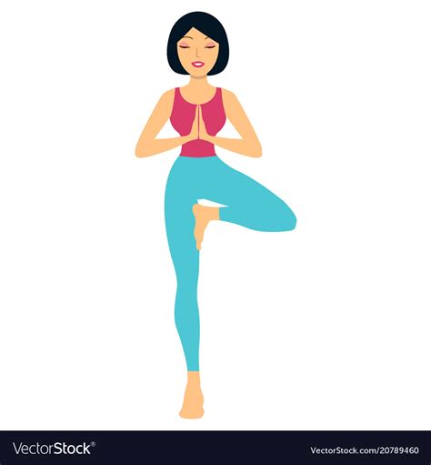 Yoga Asana Vrksasana Royalty Free Vector Image
