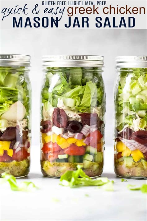 Quick Easy Greek Chicken Mason Jar Salad Joyful Healthy Eats
