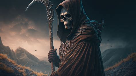 The Grim Reaper With Scythe AI Generated 4K Desktop Wallpaper