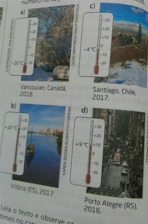 observe os termômetros abaixo e escreva os números positivos ou