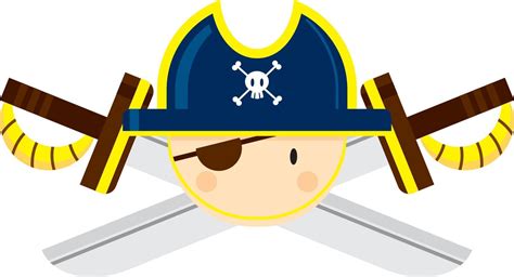 Cartoon Swashbuckling Eyepatch Pirate Captain With Crossed Swords