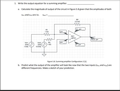 Solved Write The Output Equation For A Summing Amplifier Chegg