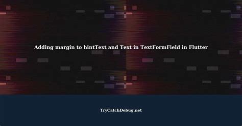 How To Add Margin To HintText And Text In A TextFormField In Flutter