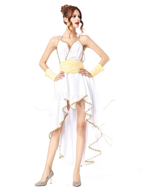 Costume De D Esse Blanche Femmes Polyester Volants Irr Guli Re