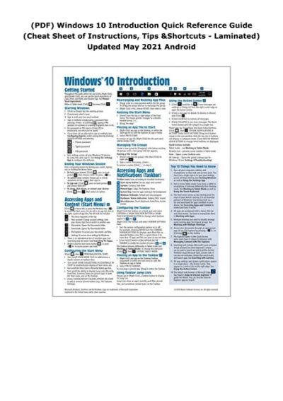 Pdf Windows Introduction Quick Reference Guide Cheat Sheet Of