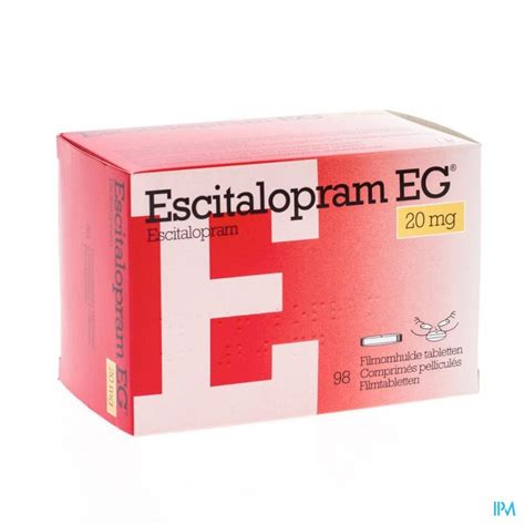 Escitalopram EG 20 Mg Filmomh Tabl 98 X 20 Mg Apotheek Thiels