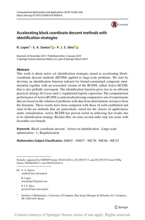 accelerating block coordinate descent methods with identification strategies request pdf