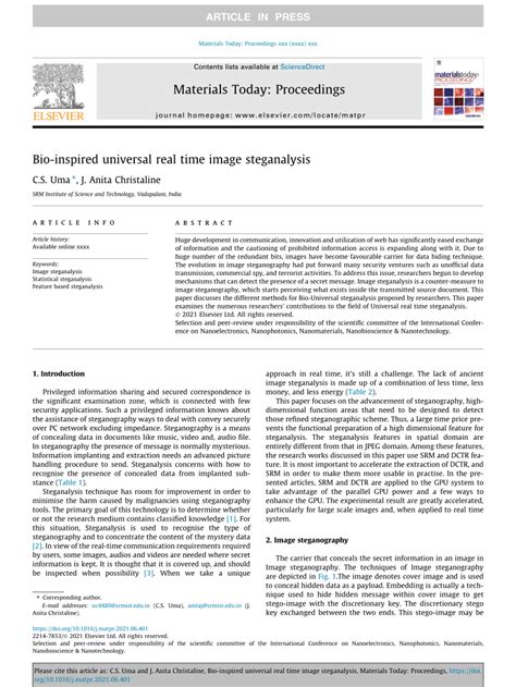 pdf bio inspired universal real time image steganalysis