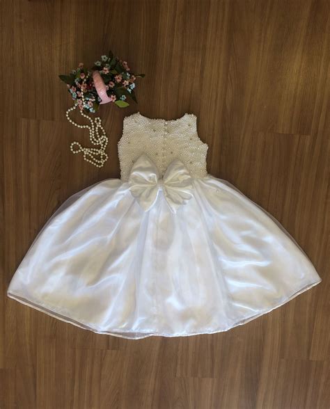 Vestido Para Primeira Comunhão Branco Infantil Liminha Doce