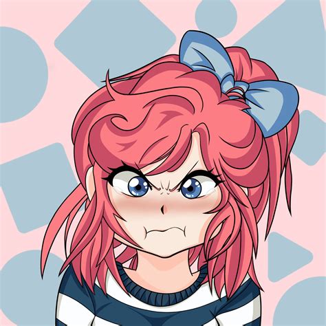 Cute Angry Anime Girl Digital Art Print 9x9 Cartoon Girl Drawing Anime Girl Drawings Anime