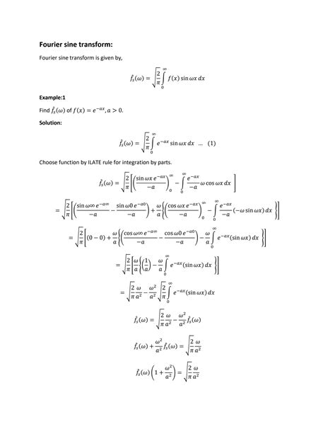 SOLUTION Fourier Sine And Cosine Transform Studypool