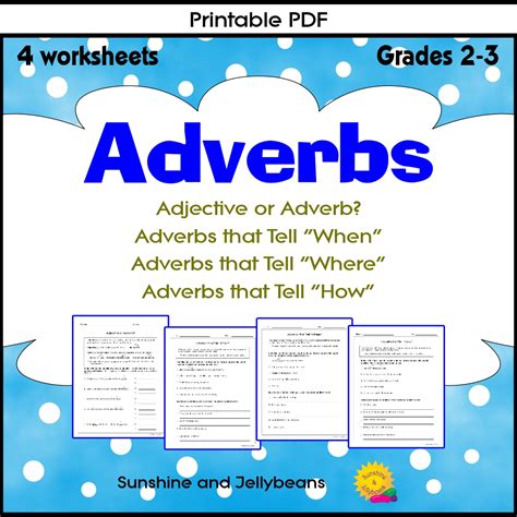 Adverbs That Tell When Where And How 4 Worksheets Grades 2 3