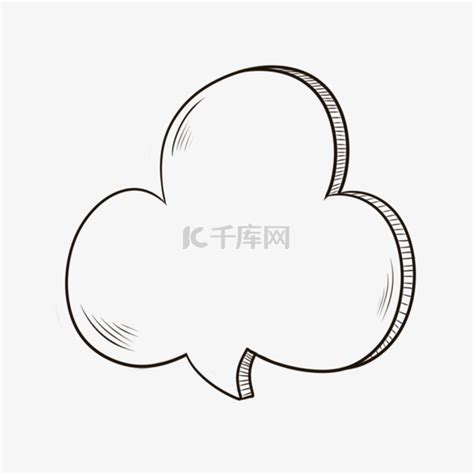 简约黑白线稿气泡对话框素材图片免费下载 千库网