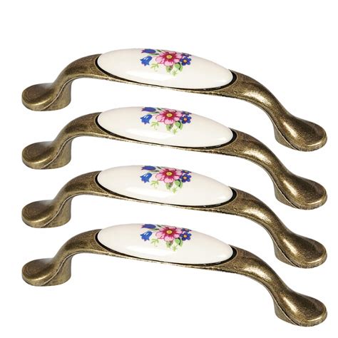 4x UCHWYT MEBLOWY DO SZUFLAD UCHWYT RETRO DO SZAFKI PORCELANA 96mm