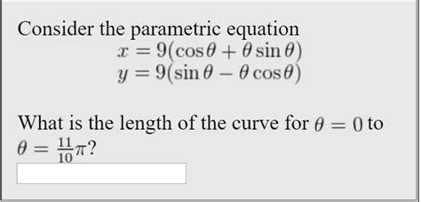 Solved Consider The Parametric Equation X 9 Cos Theta Chegg