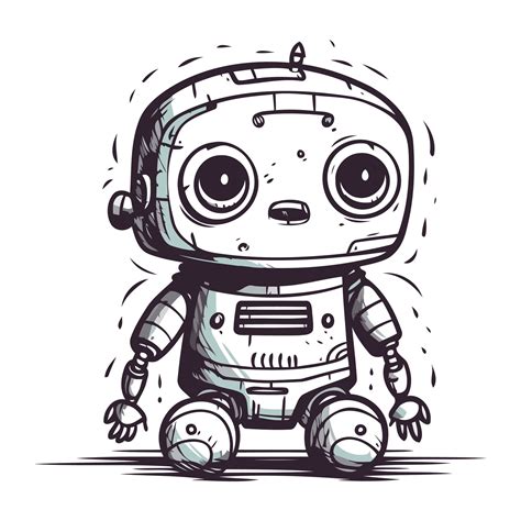 Cute Cartoon Robot Vector Illustration Isolated On A White Background