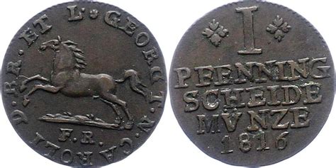 Braunschweig Wolfenbüttel Pfennig 1816 FR Karl 1815 1830 Vorzüglich